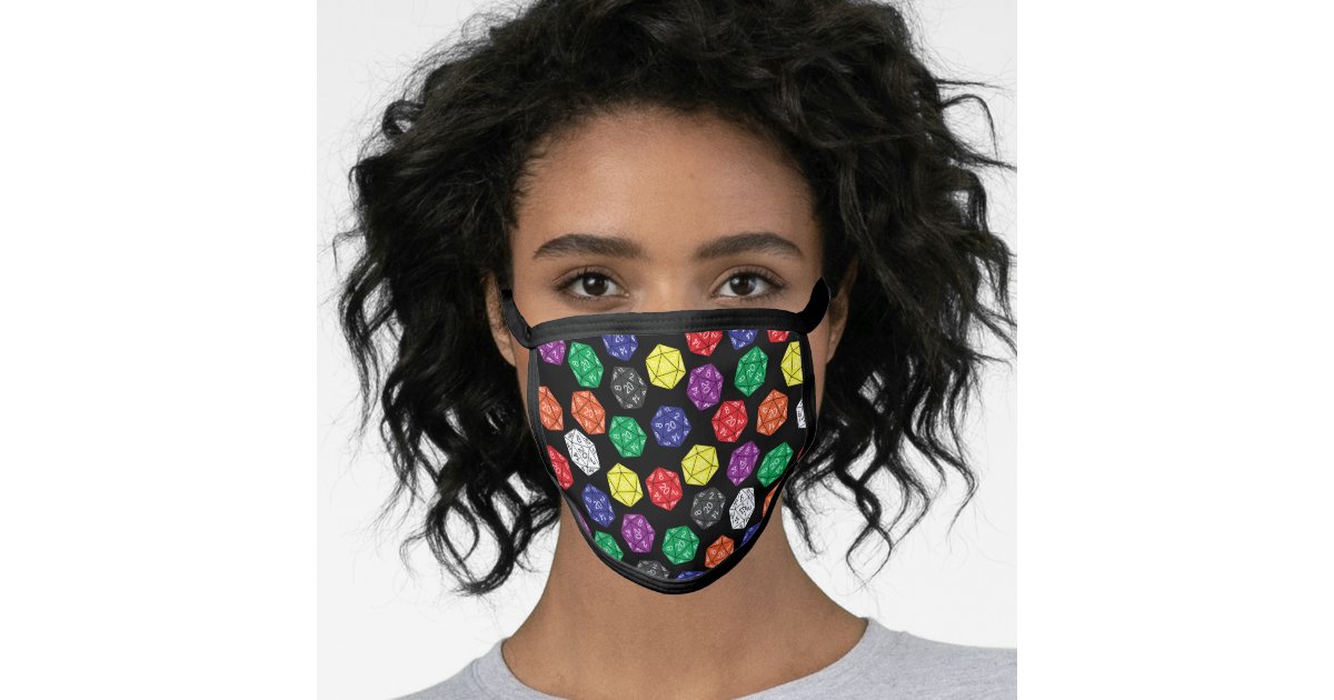 Colorful 20 Sided Dice DND Dungeons Dragons Face Mask | Zazzle