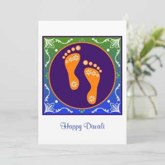 Colorful Diwali Rangoli With Footprint Invitation | Zazzle