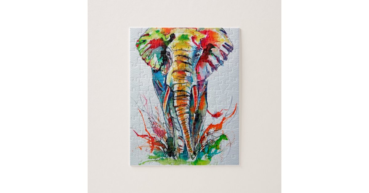 Colorful elephant jigsaw puzzle | Zazzle