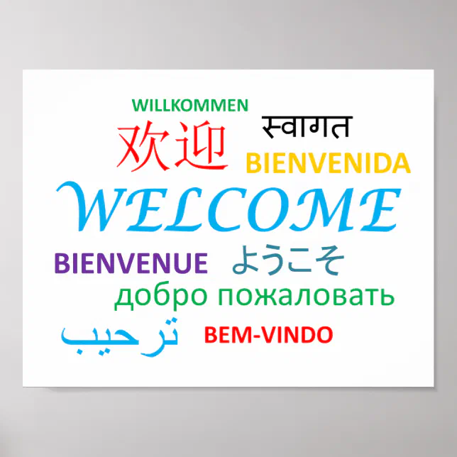 Colorful Multiple Language Welcome Poster | Zazzle