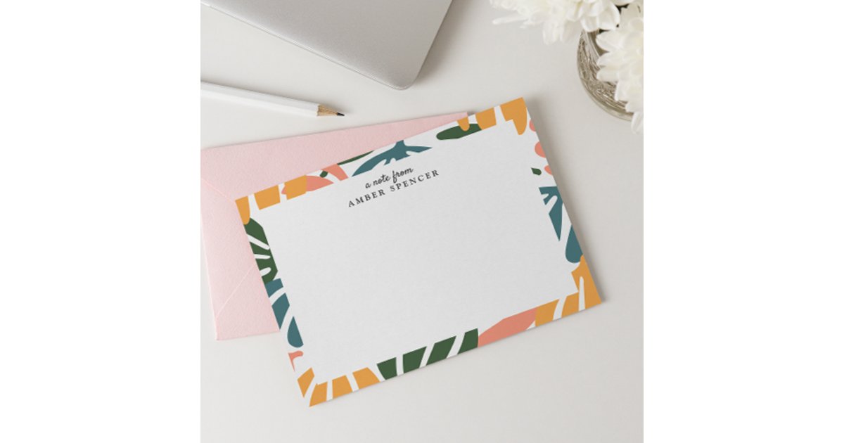 COLORFUL RETRO LEAVES GROOVY BOTANICAL CUTE CARD | Zazzle