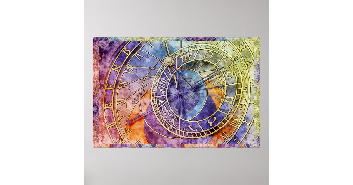 Colorful Time Astrology Abstract Poster | Zazzle