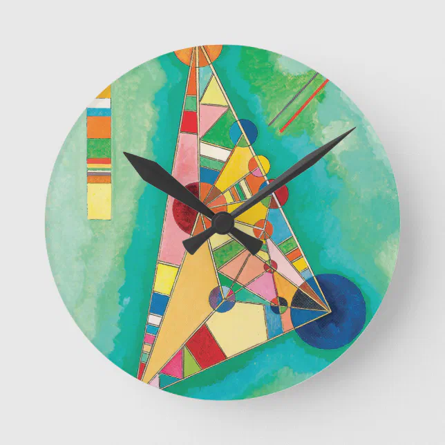 Colorful Triangles by Wassily Kandinsky Round Clock | Zazzle