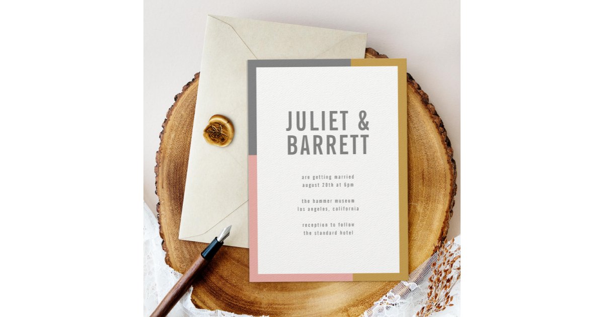 Colour Block Minimal Wedding Invitation | Zazzle