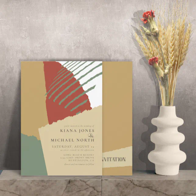 Colour Block Wedding Autumn ID740 Invitation | Zazzle