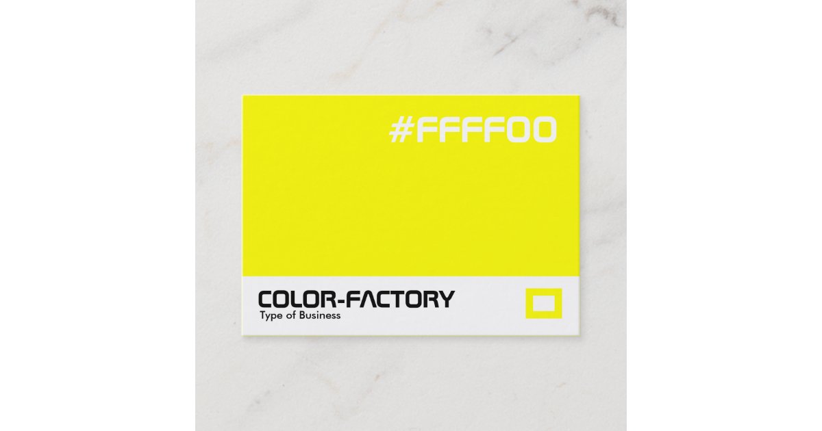 Colour Factory - Yellow (FFFF00) Business Card | Zazzle
