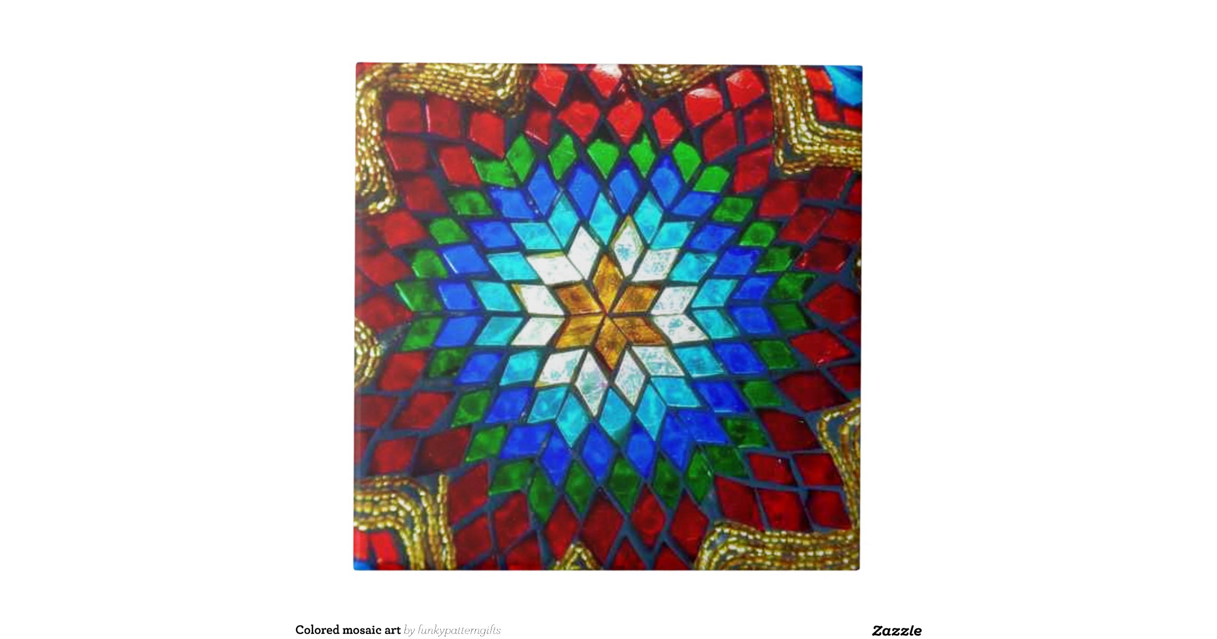Coloured mosaic art small square tile | Zazzle