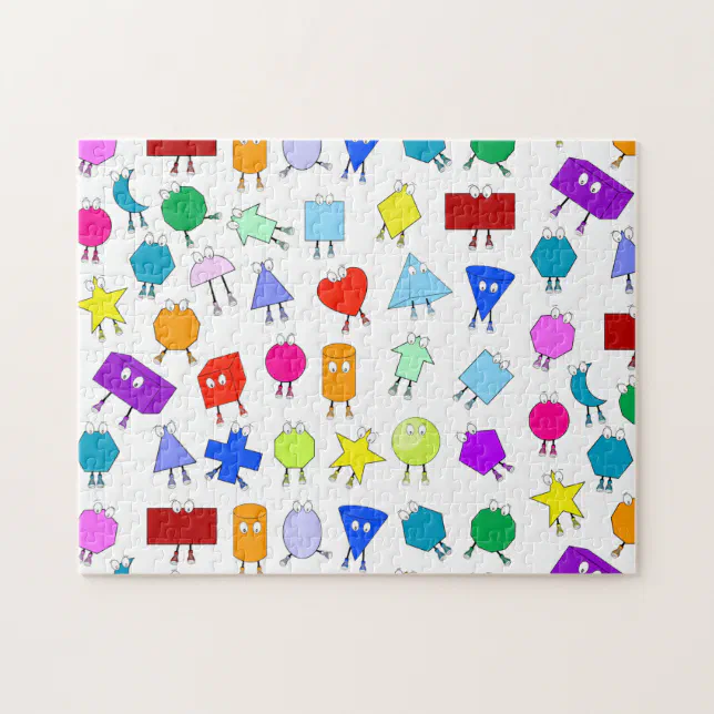 Colourful 2D & 3D Geometric Shapes Pattern for Kid Jigsaw Puzzle | Zazzle