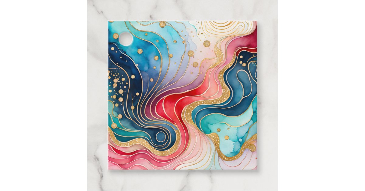 Colourful Abstract Ink Art Gift Tags | Zazzle