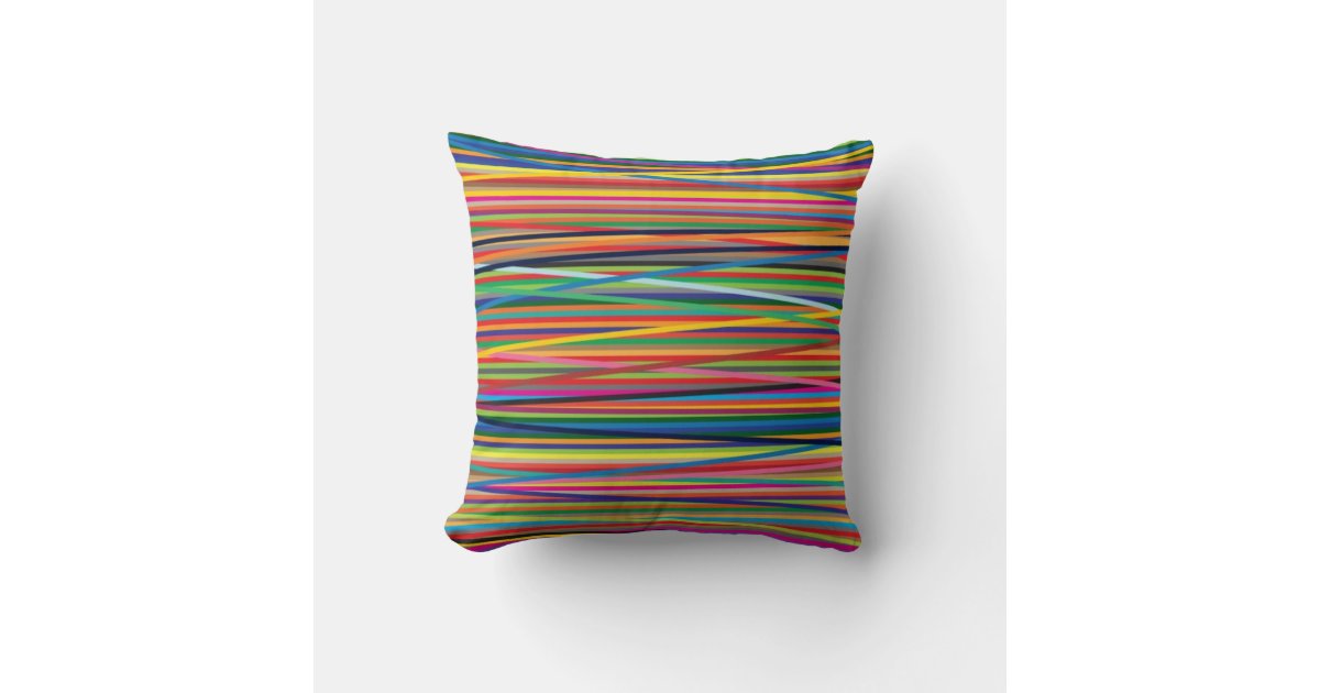 Colourful abstract stripes design cushion | Zazzle