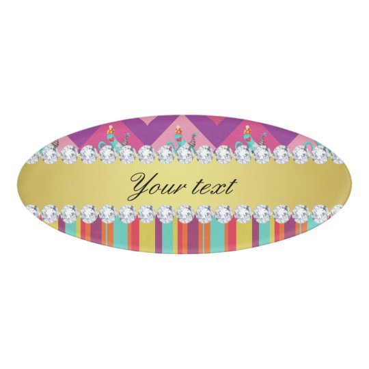 Colourful Alice in Wonderland and Stripes Name Tag | Zazzle.co.uk