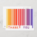 Colourful Barcode Thank You Postcard | Zazzle