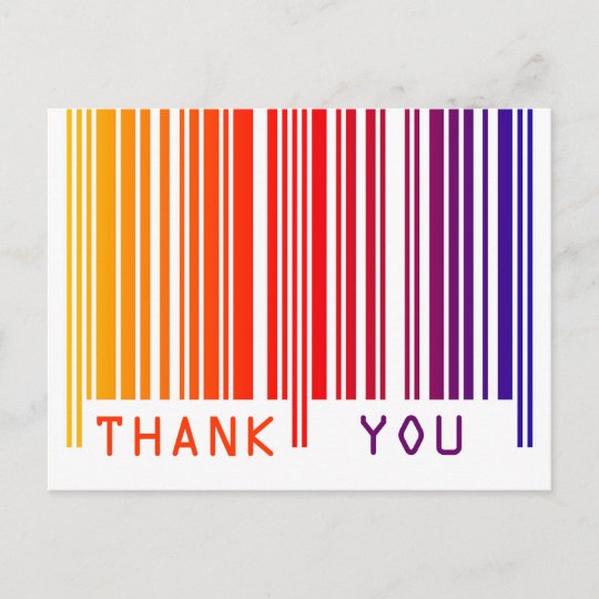 Colourful Barcode Thank You Postcard | Zazzle.co.uk