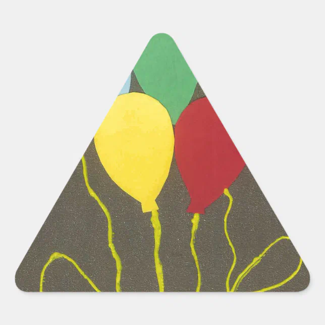 Colourful Birthday Balloons Graphic Art Design Triangle Sticker | Zazzle
