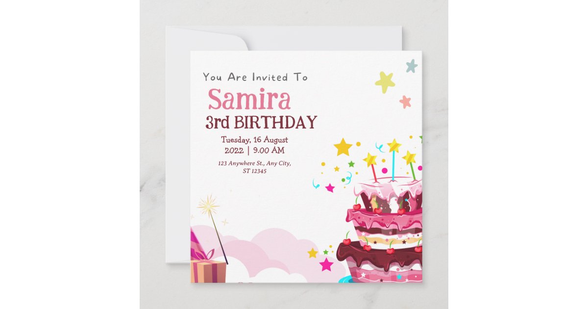 Colourful Birthday Party Invitation Card | Zazzle