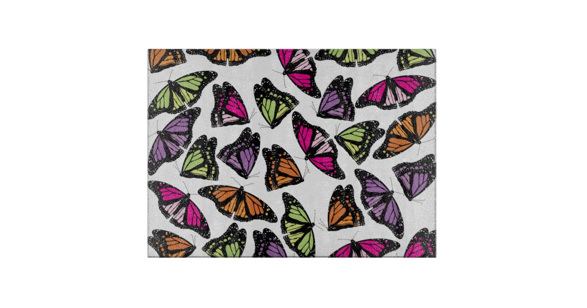 Colourful Butterflies Pattern Cutting Board | Zazzle