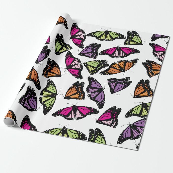 Colourful Butterflies Pattern Wrapping Paper | Zazzle
