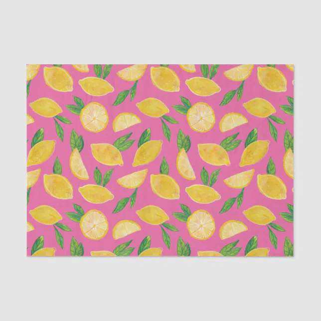 Colourful Citrus Lemon Fruit pattern Tissue Paper | Zazzle