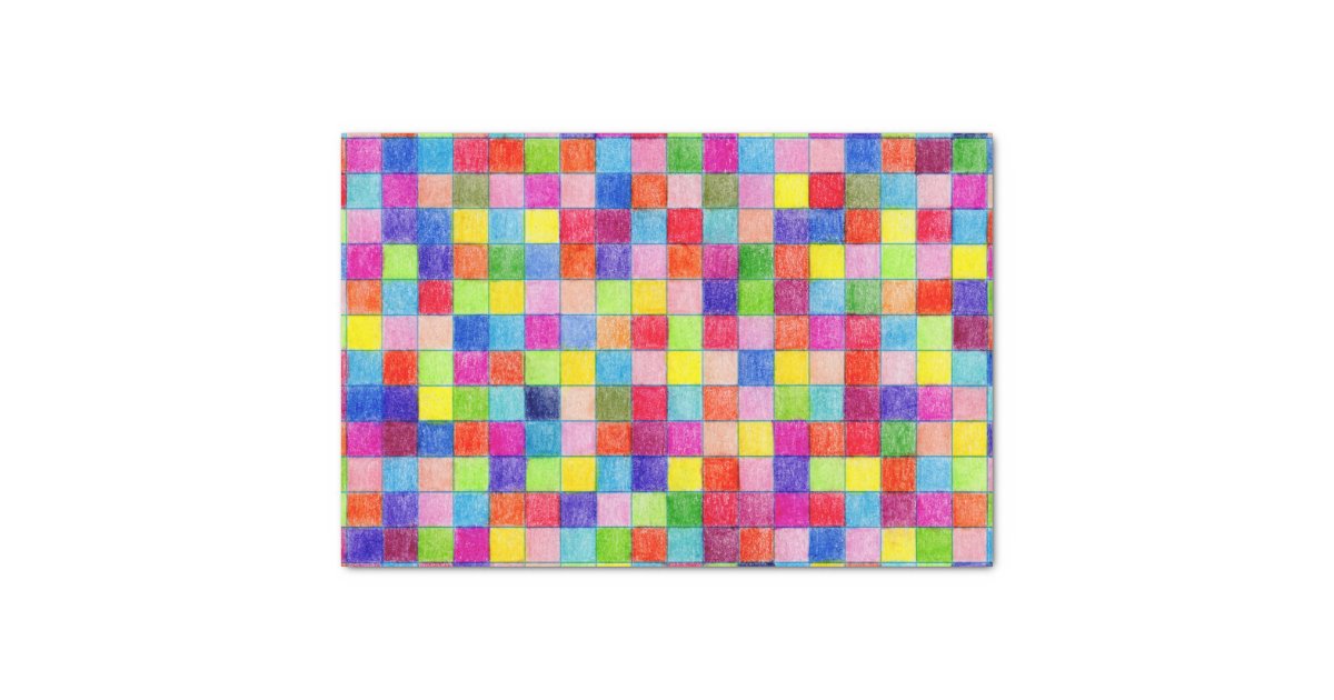 Colourful Coloured Graph Paper Squares Tissue Pape | Zazzle