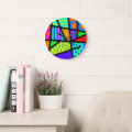 Colourful Geometric 80s Memphis Design Large Clock | Zazzle