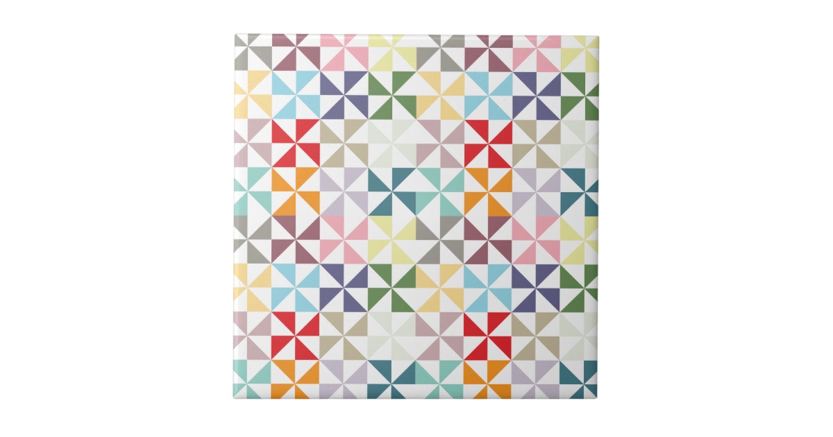 Colourful Geometric Pinwheel Tile | Zazzle