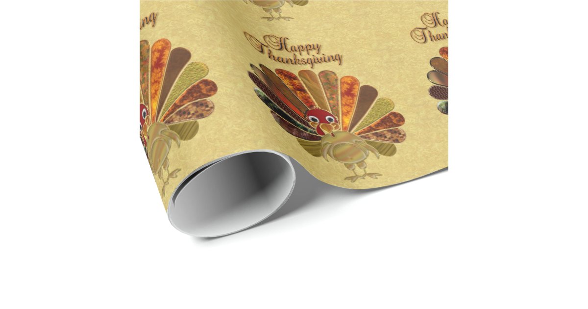 Colourful Happy Thanksgiving Turkey Wrapping Paper | Zazzle