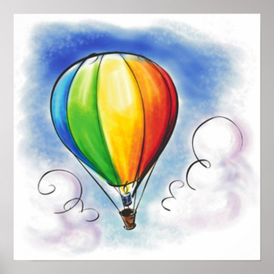 Colourful Hot air Balloon paint poster | Zazzle.co.uk