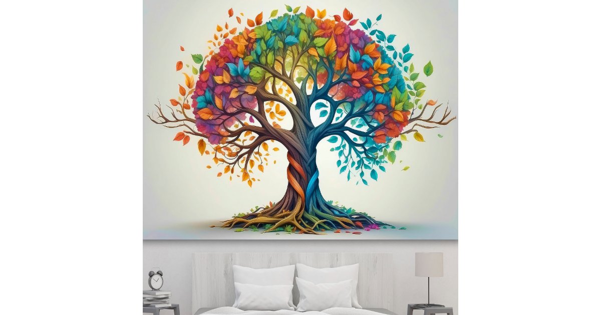 Colourful Human Brain Tree Falling Leaves Emotions Poster | Zazzle