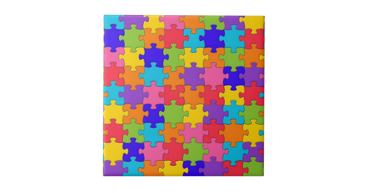 Colourful Jigsaw Puzzle Pattern Tile | Zazzle