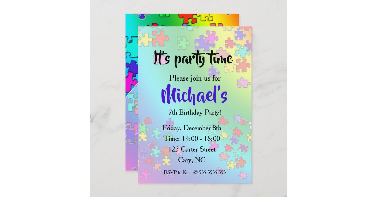 Colourful Jigsaw puzzles pieces Invitation | Zazzle