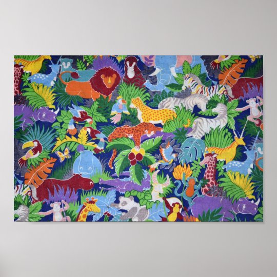 Colourful Jungle Animals Poster | Zazzle.co.uk