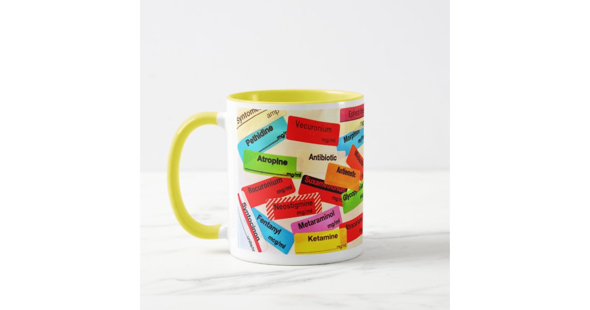 COLOURFUL MUG DRUG LABELS | Zazzle