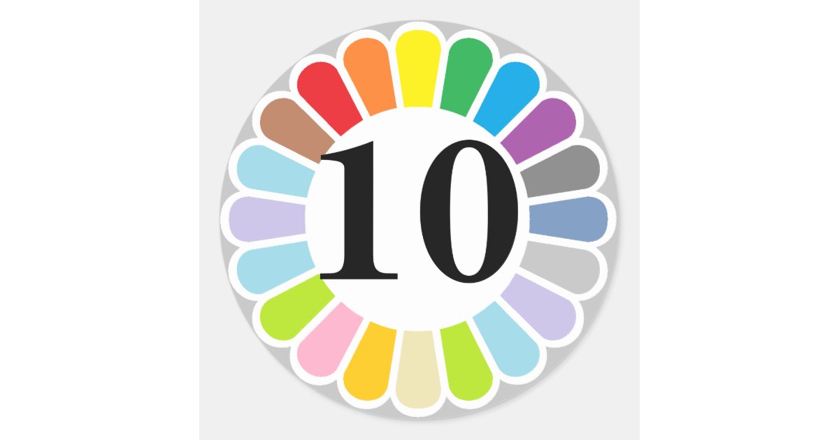 colourful number 10 sticker | Zazzle
