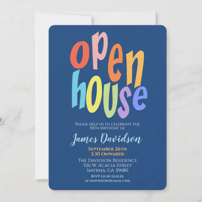 Colourful Open House Party Modern Invitation | Zazzle