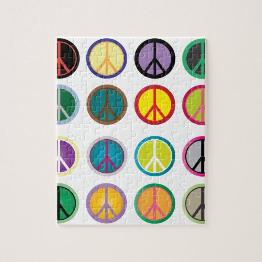 Colourful Peace Signs - Peace Sign pattern Jigsaw Puzzle | Zazzle.co.uk