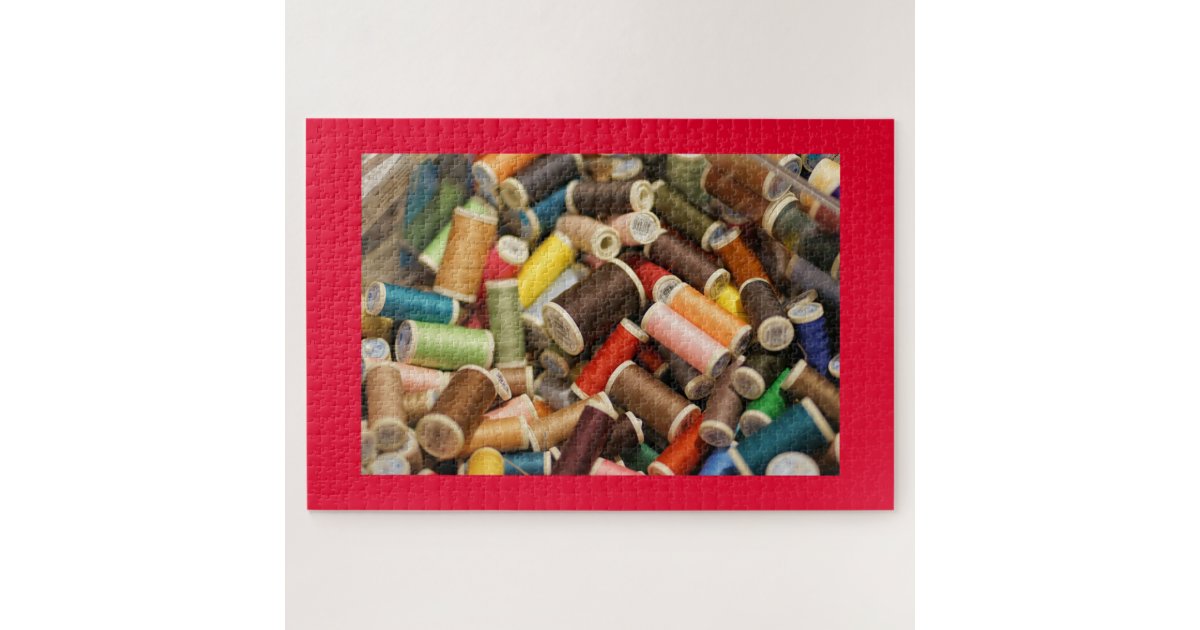 Colourful Spools of Sewing Thread Jigsaw Puzzle | Zazzle