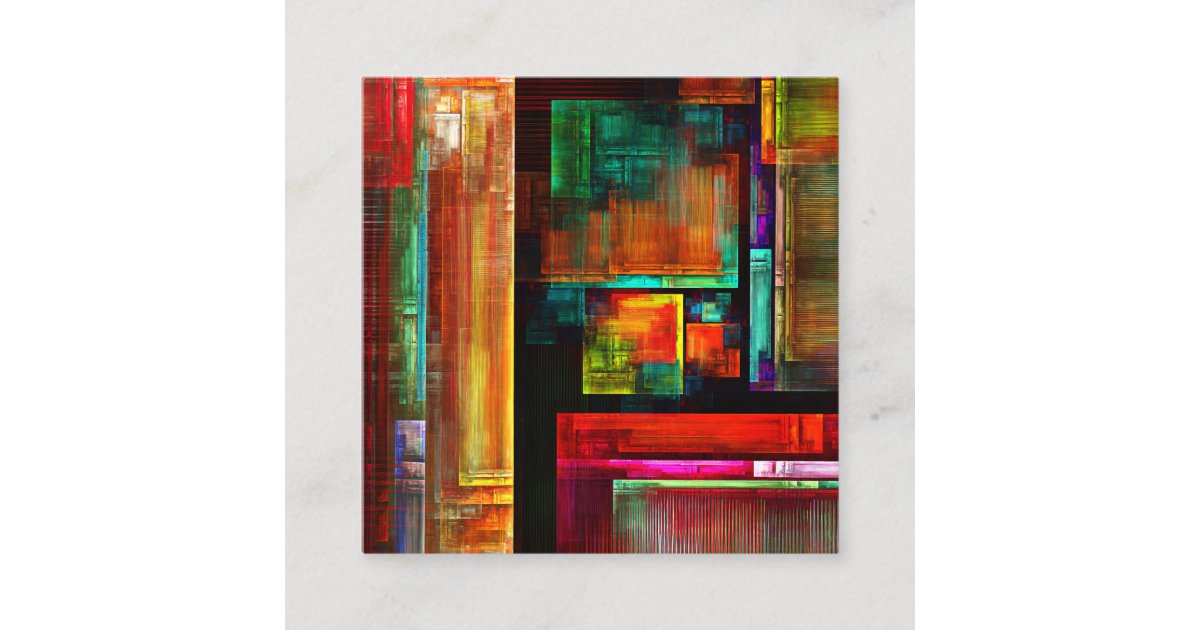 Colourful Squares Modern Abstract Art Pattern #04 Enclosure Card | Zazzle