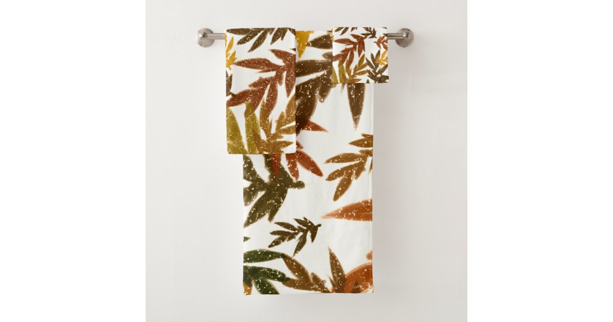 Colourful Whimsical Fall Autumn Rustic Leaves Bath Towel Set | Zazzle