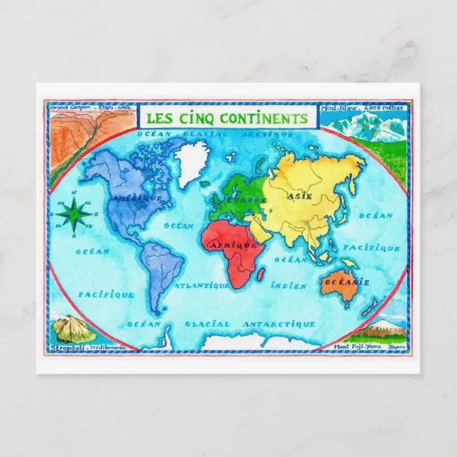 Colourful World Map Postcard | Zazzle