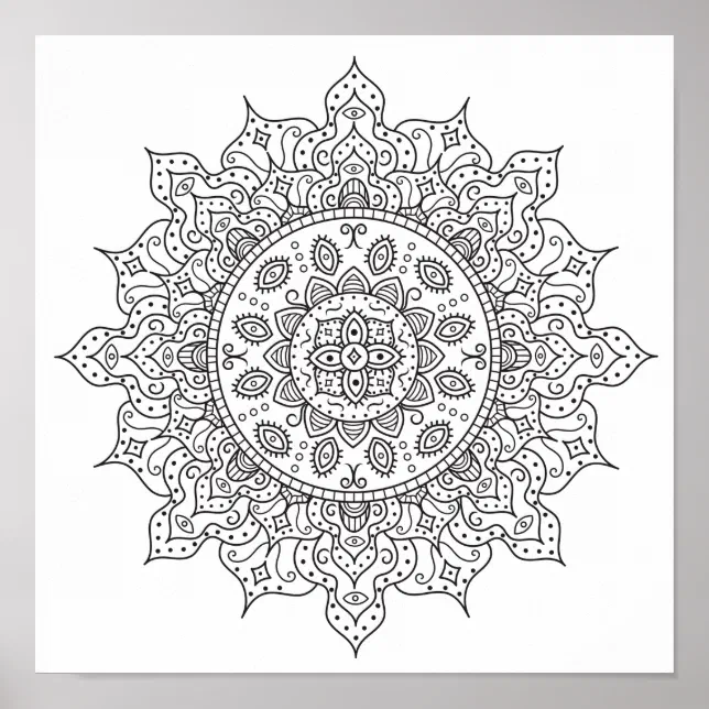 Colouring Page Silk Road Mandala Poster | Zazzle