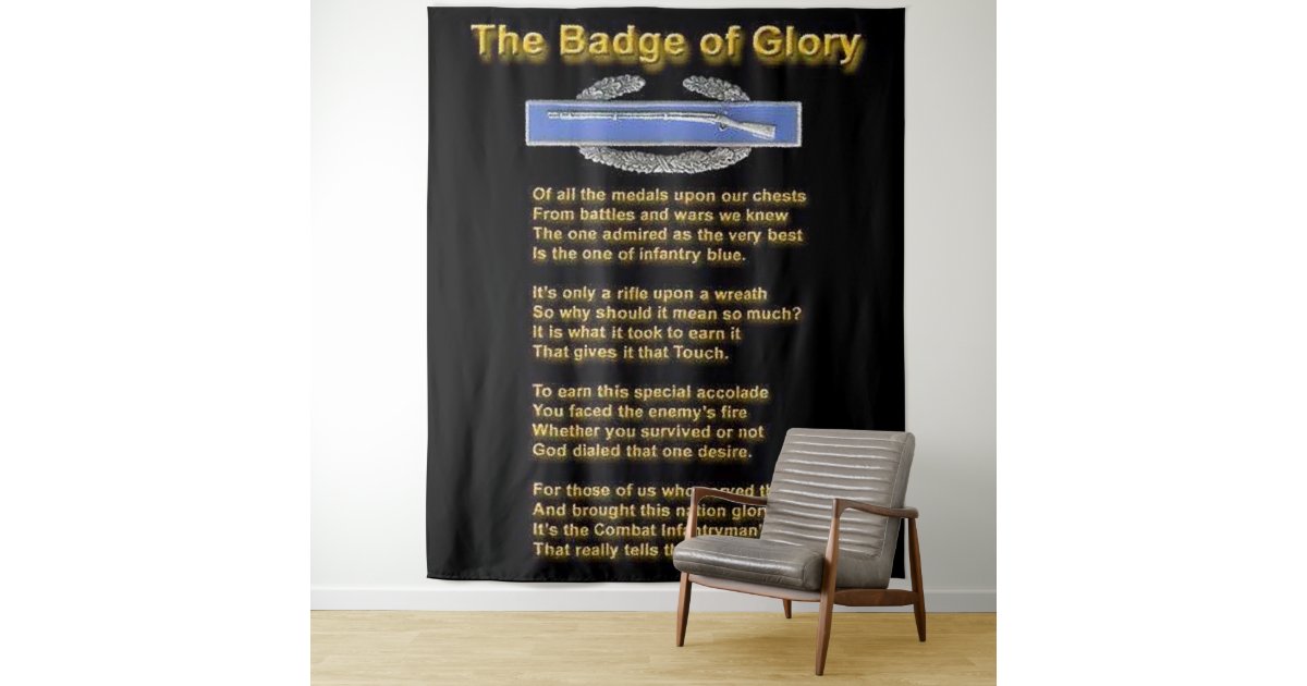COMBAT INFANTRYMAN' BADGE POEM TAPESTRY | Zazzle
