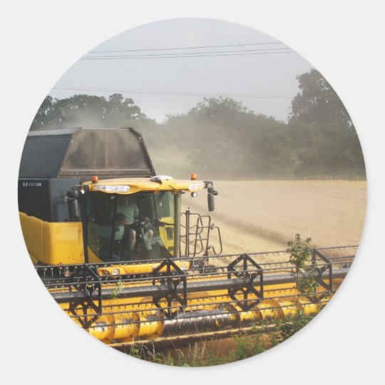 Combine harvester classic round sticker | Zazzle.co.uk