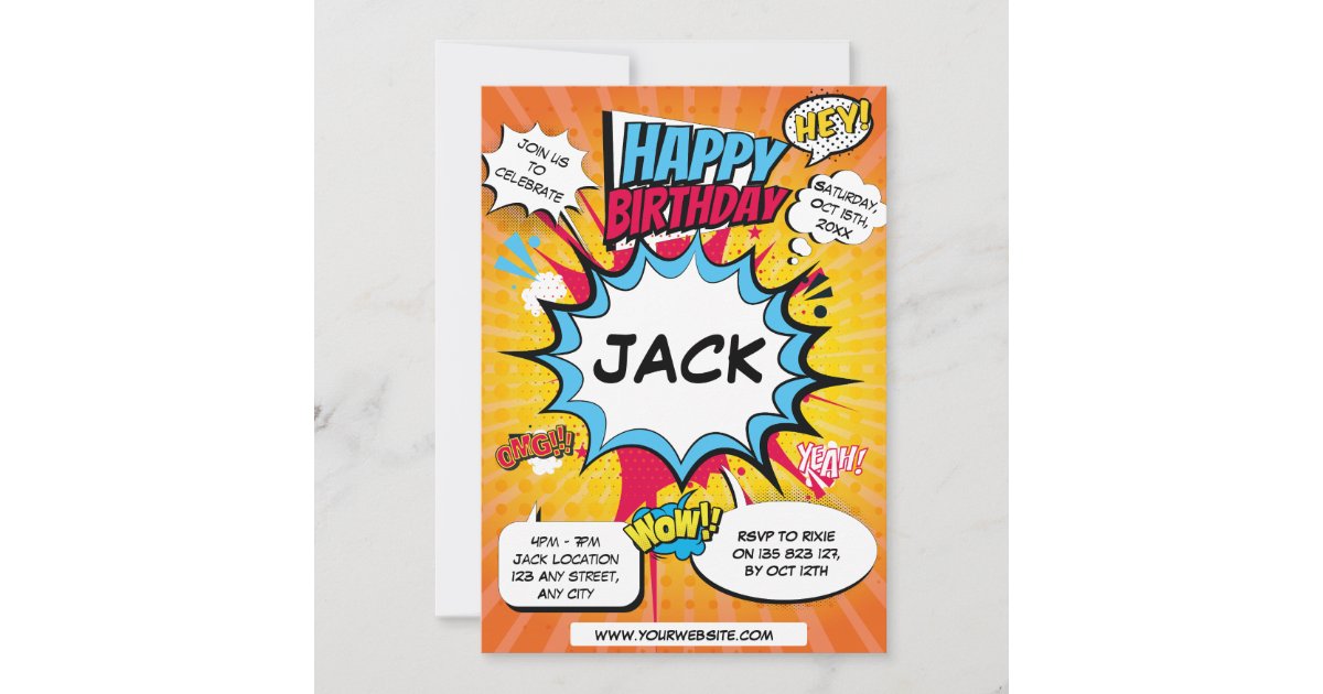 Comic Birthday Invitation | Zazzle