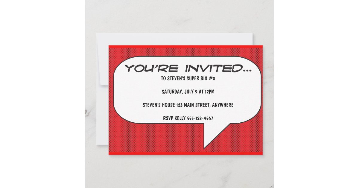 Comic book call-out invitation | Zazzle