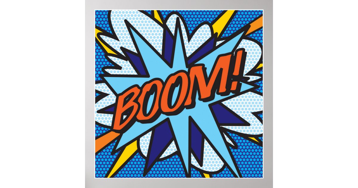 Comic Book Pop Art BOOM Superhero Poster | Zazzle