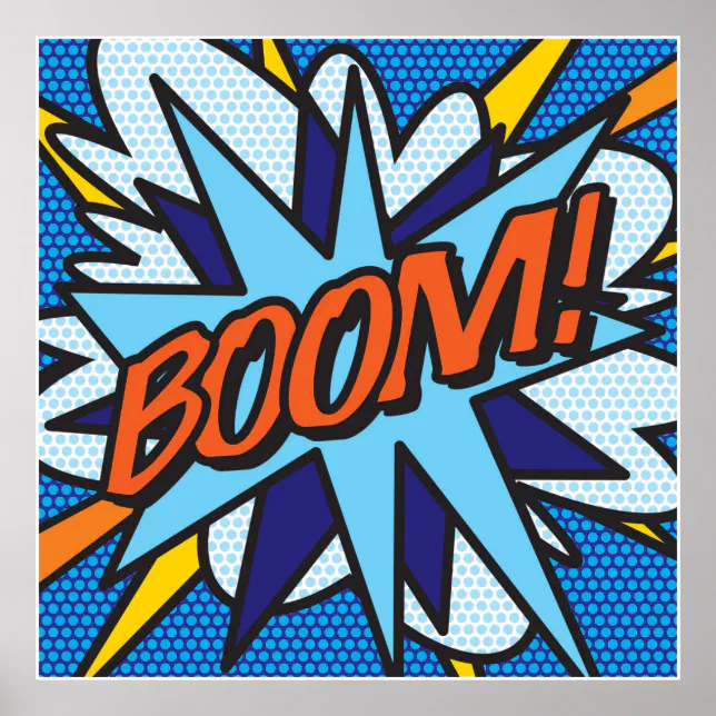 Comic Book Pop Art BOOM Superhero Poster | Zazzle