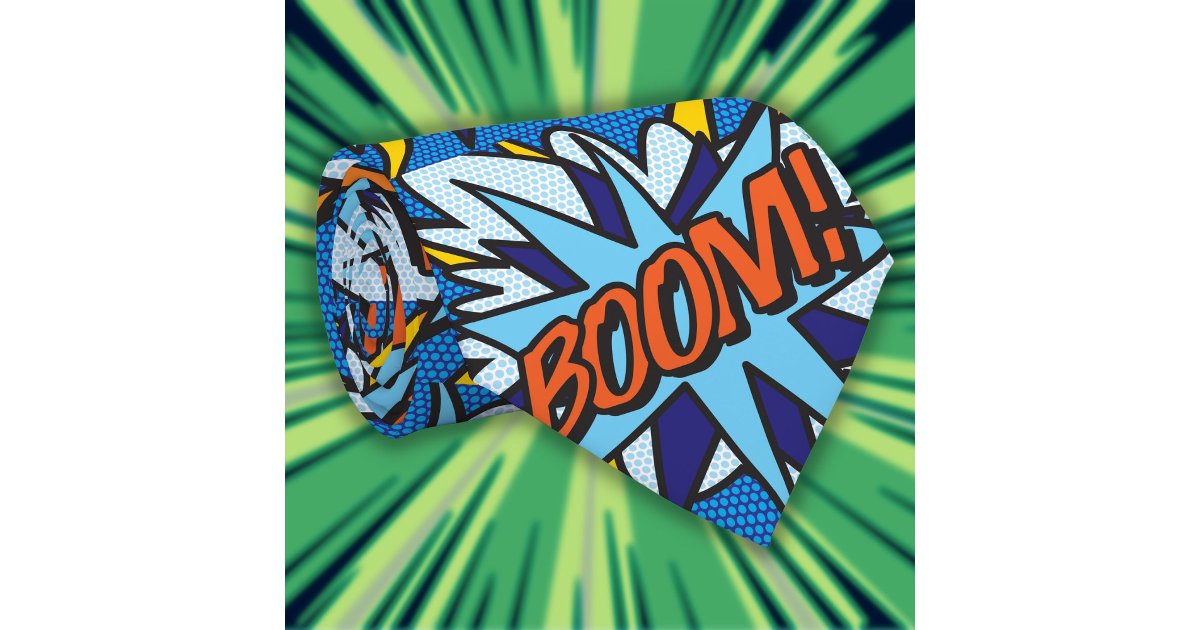 Comic Book Pop Art BOOM Superhero Tie | Zazzle