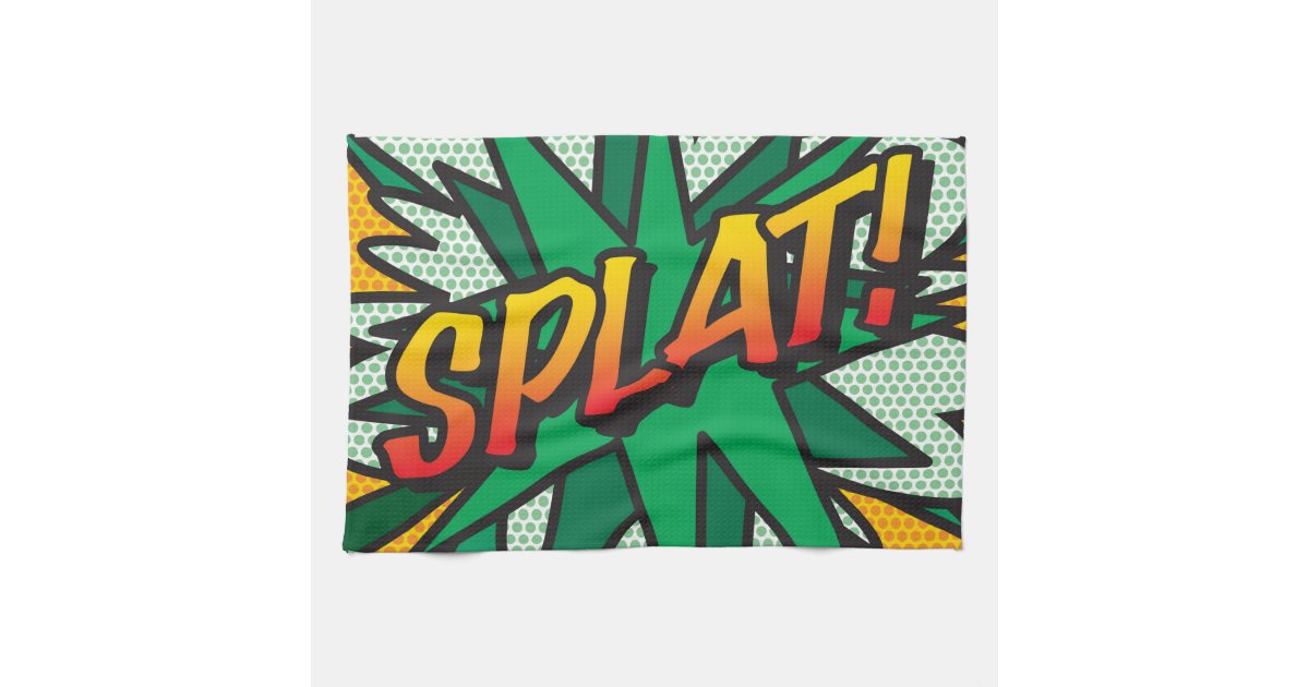 Comic Book Pop Art SPLAT Tea Towel | Zazzle