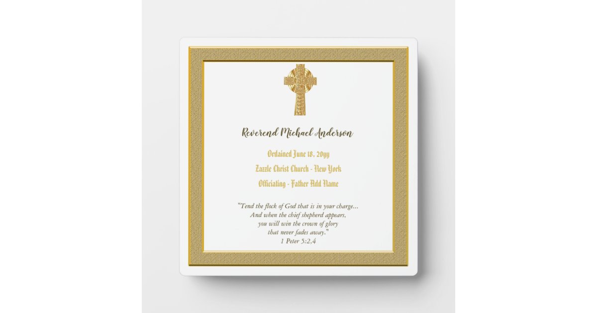 Commemorative ORDINATION gift Priest Pastor Deacon Plaque | Zazzle