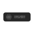 Black Circle Shaped Custom Business Logo Employee Name Tag | Zazzle